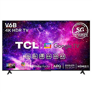 סלון חללית | טלוויזיה TCL 50'' 4K Smart LED 50V6B טי סי אל | טלויזיות